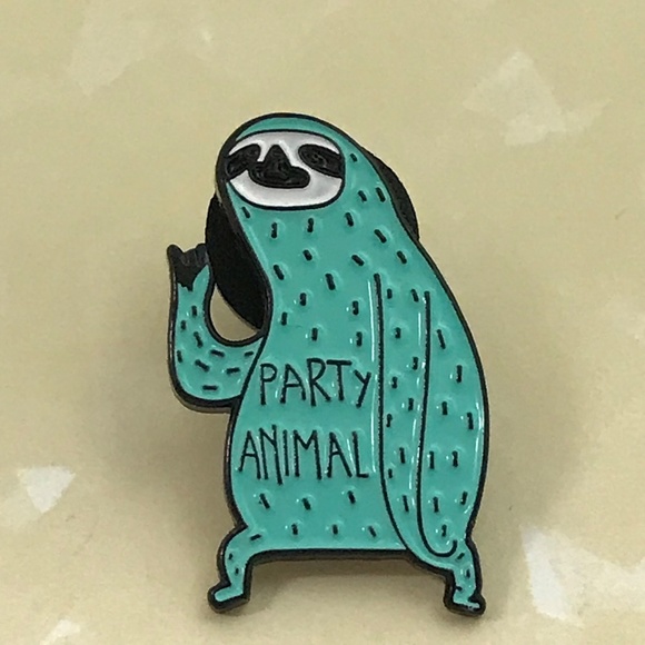 Jewelry | Party Animal Turquoise Sloth Enamel Pin Brooch | Poshmark